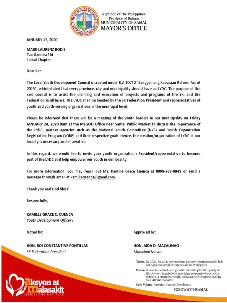 Invitation Letter LYDC | PDF | Local Government | Government