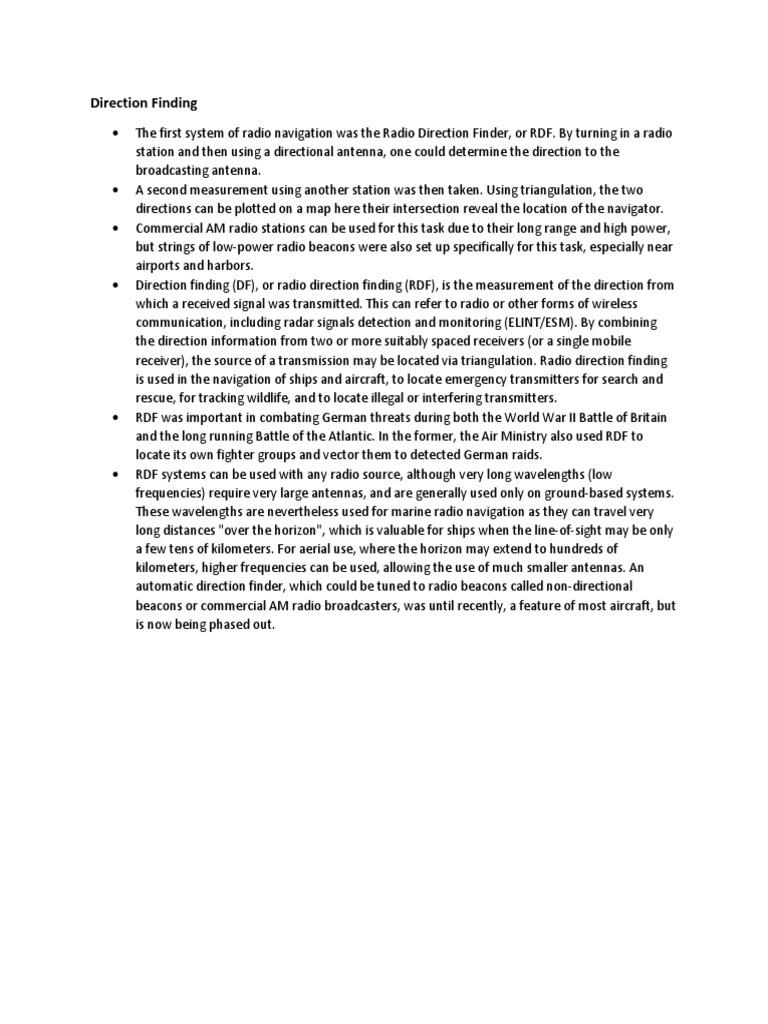 Radio Direction Finding Explained | PDF