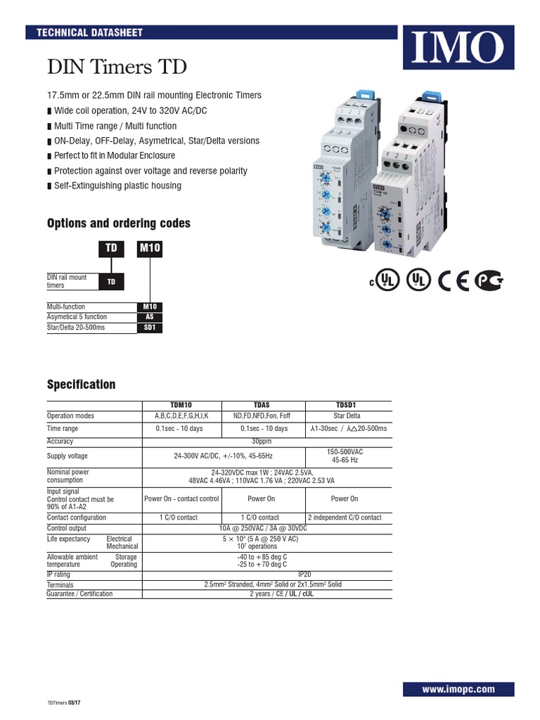Din Timers TD Datasheet PDF | PDF | Relay | Switch