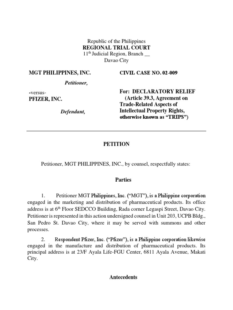 Declaratory Relief | PDF | Trips Agreement | World Trade Organization