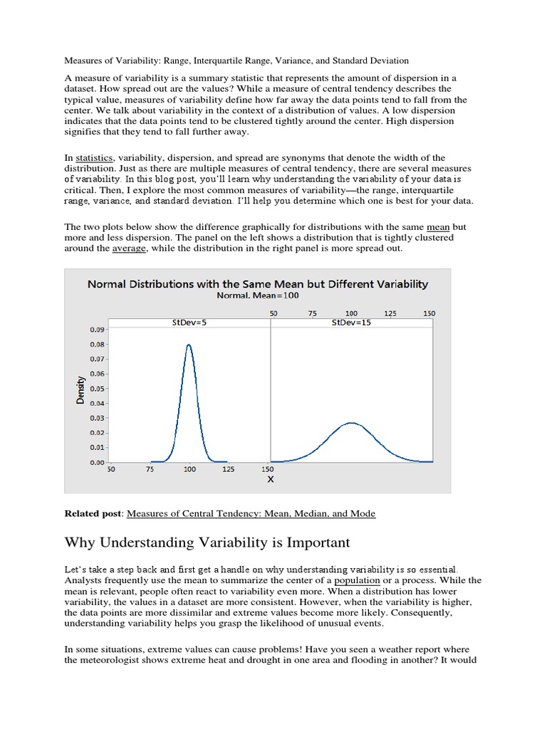 Measures of Variability | PDF | Standard Deviation | Variance