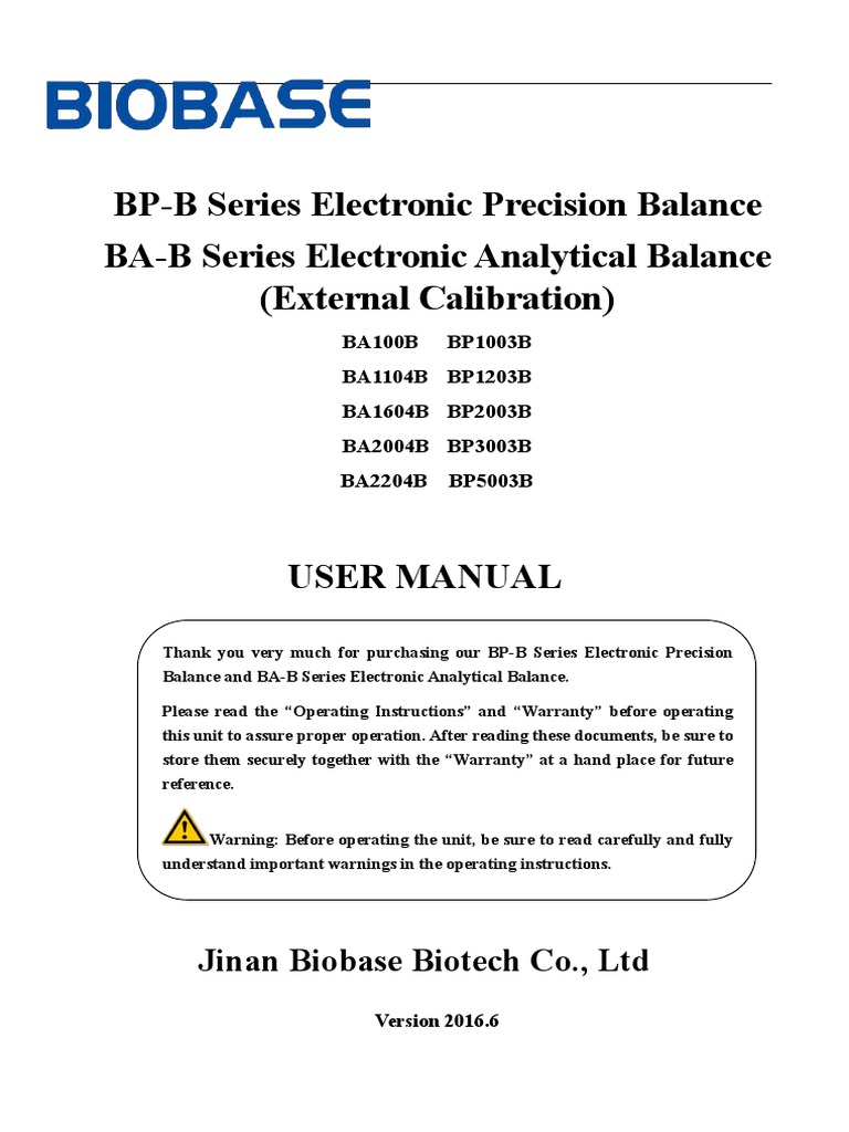 BA-B, BP-B Balance Manual (BA2004B) | PDF | Weight | Weighing Scale