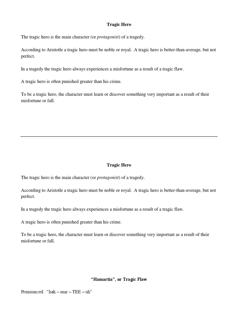 Lesson 5.tragic Hero Catharsis Hamartia Sheet | PDF | Tragedy | Ancient ...