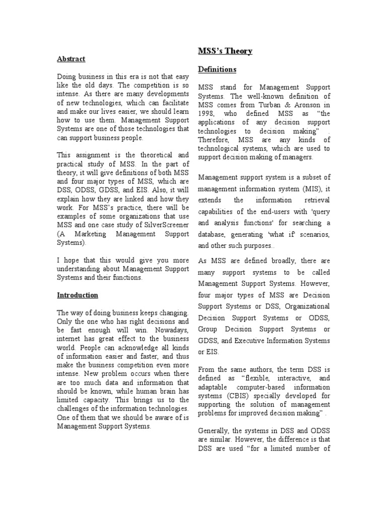 Mss | PDF | Decision Support System | Computing