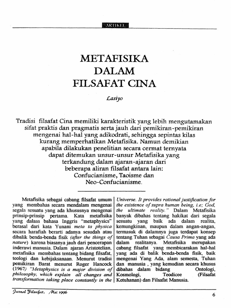 Metafisika Dalam Filsafat Cina PDF | PDF | Filsafat | Sains & Matematika