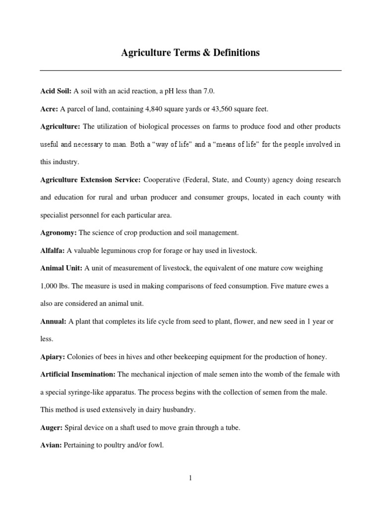 Agriculture Terms | PDF | Goat | Soil