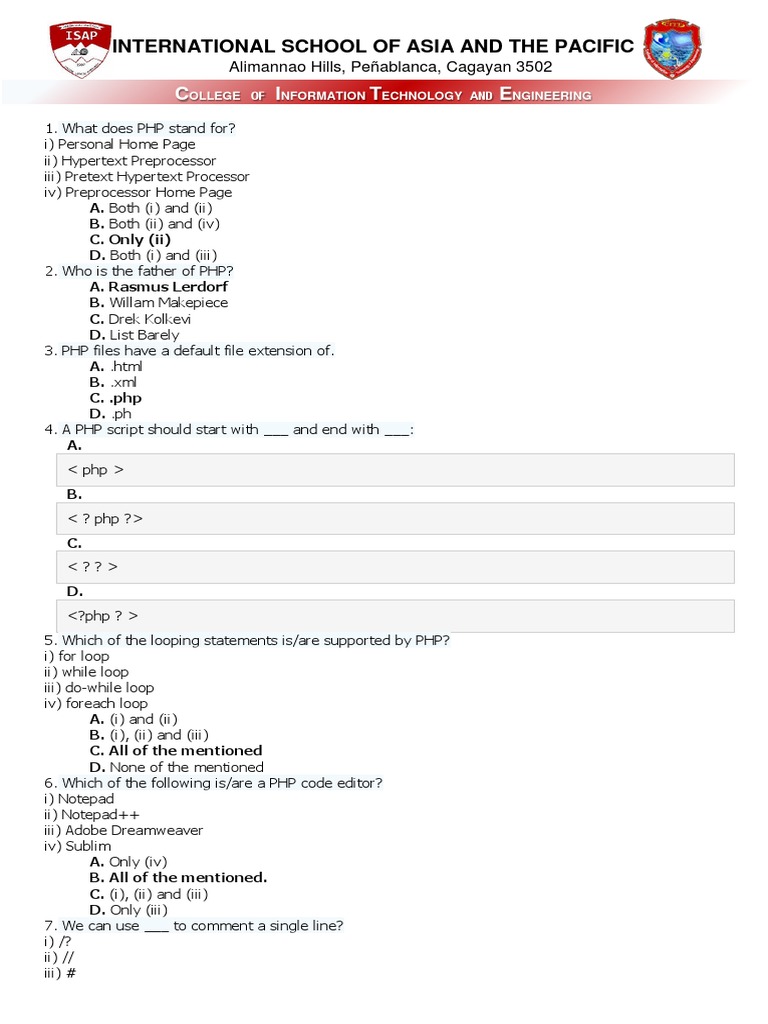 Exam Summer | PDF | Php | Variable (Computer Science)