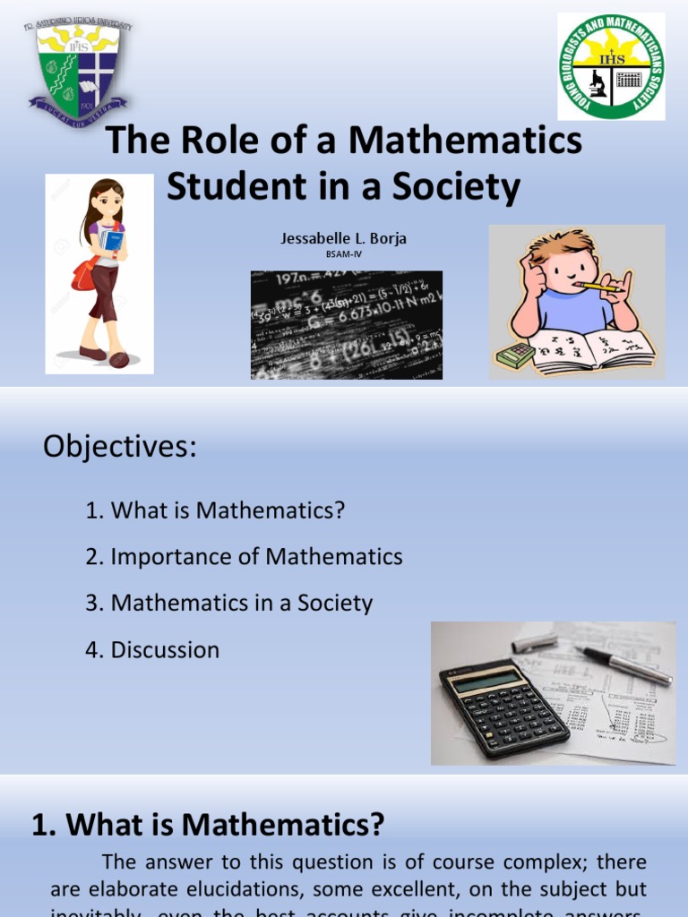 The Role of A Mathematics Student (SEMINAR100) - PPT | PDF | Teaching ...