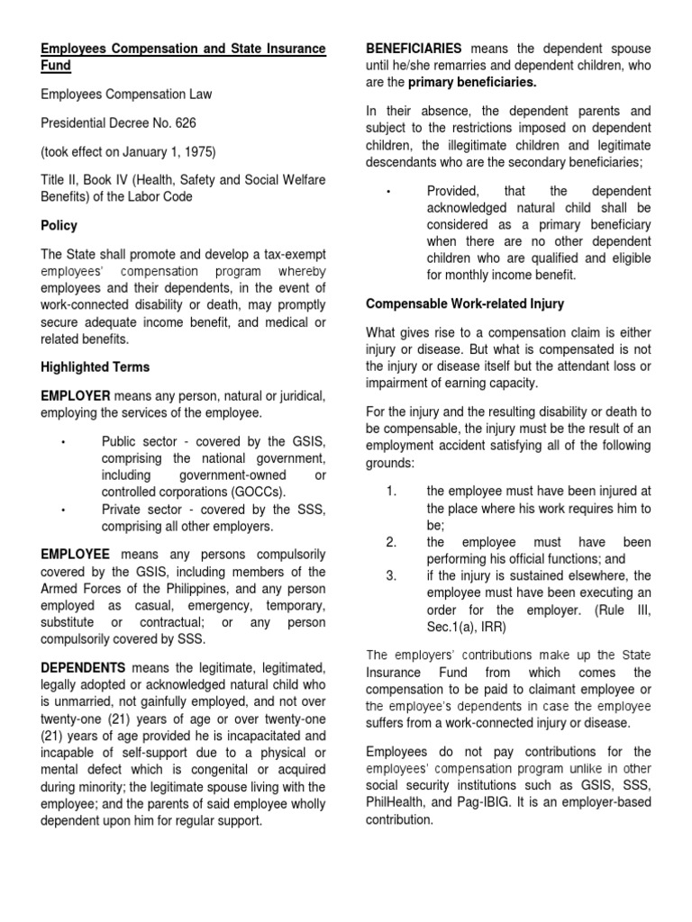 Overview of the Employees' Compensation Law: Key Definitions, Coverage ...