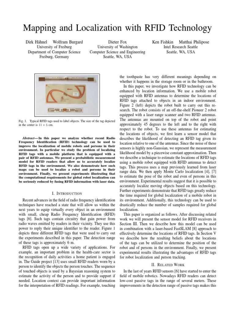 Localizing Objects Using RFID Technology: Developing Probabilistic Sensor Models and Techniques ...