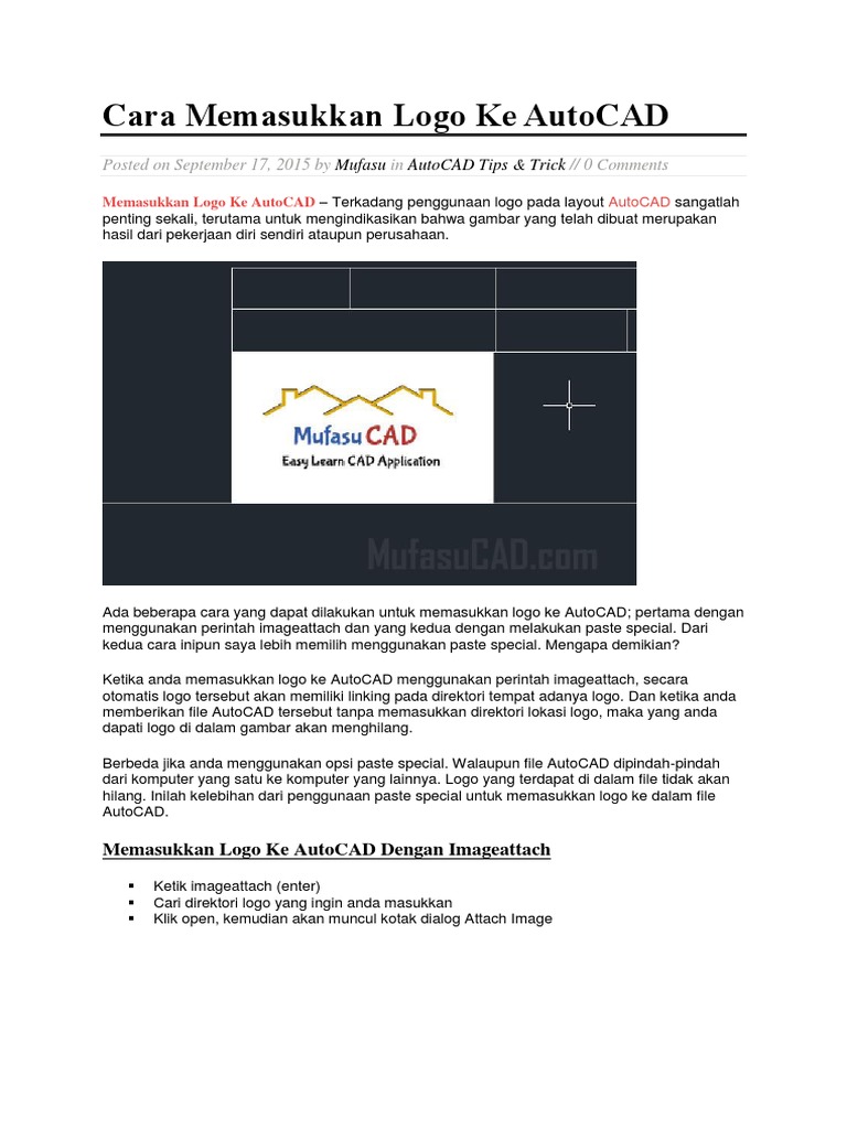 Cara Memasukkan Logo Ke AutoCAD | PDF