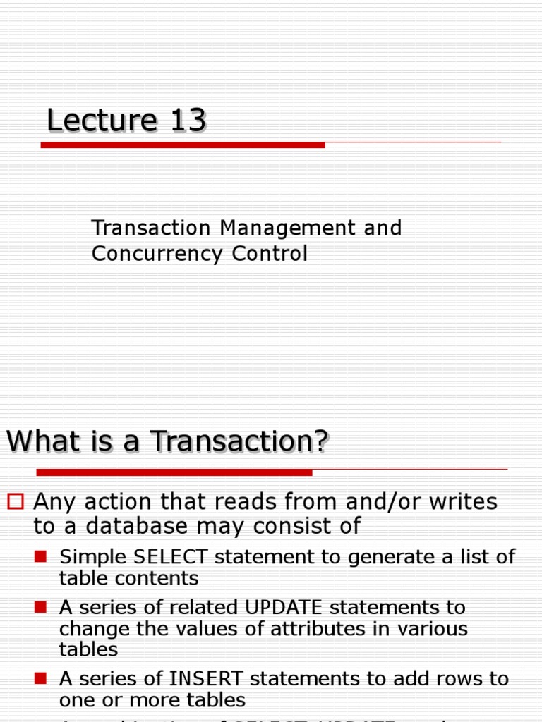 DBMS-LECTURE 13 Transactions | PDF | Database Transaction | Databases