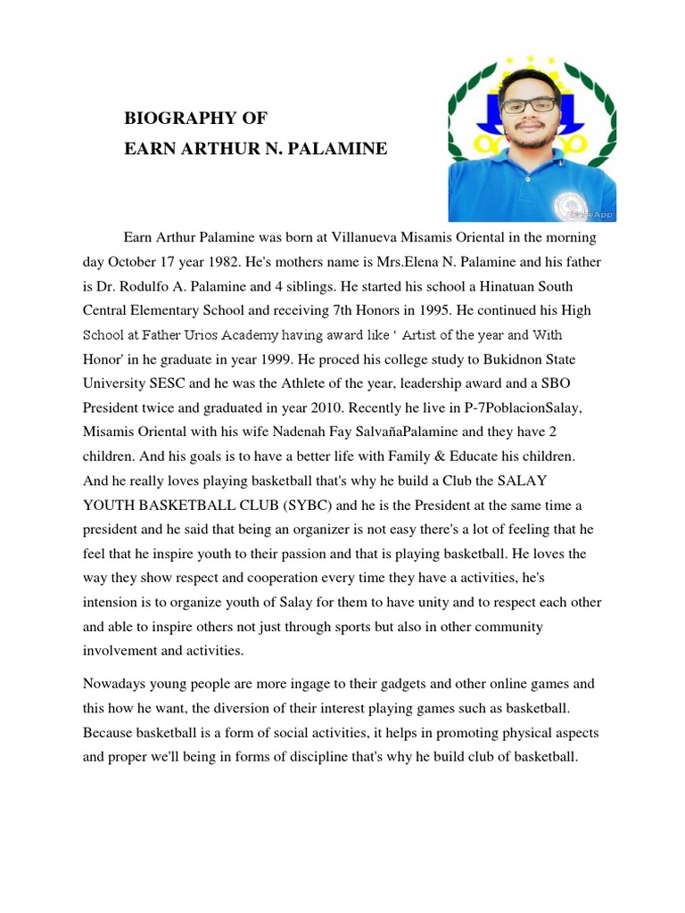 Biography of Earn Arthur Palamine | PDF | Lifestyle