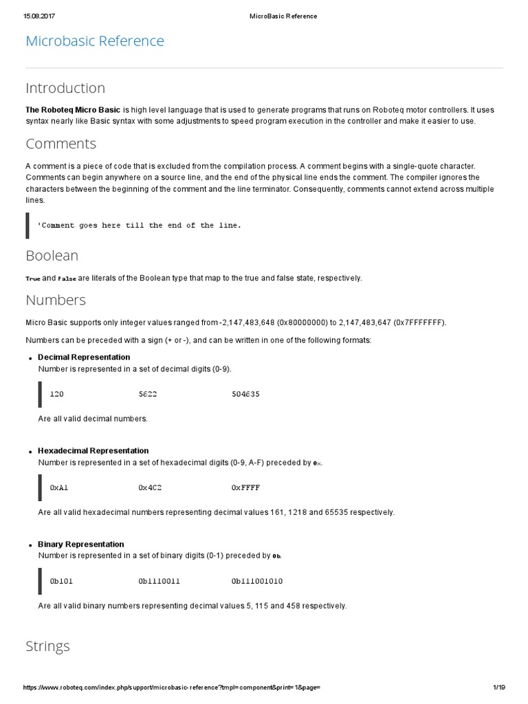MicroBasic Reference | PDF | Control Flow | Boolean Data Type