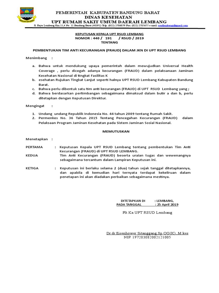 SK Tim Anti Fraud Bpjs | PDF