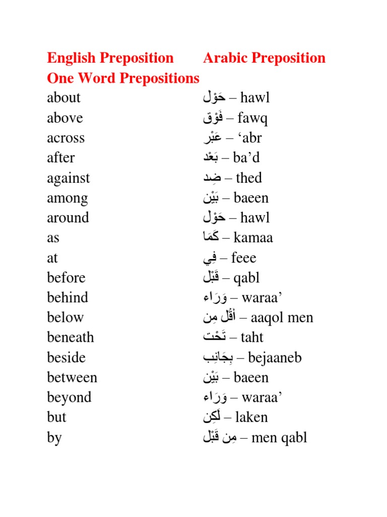 Arabic Preposition | PDF | Languages Of Asia | Semiotics