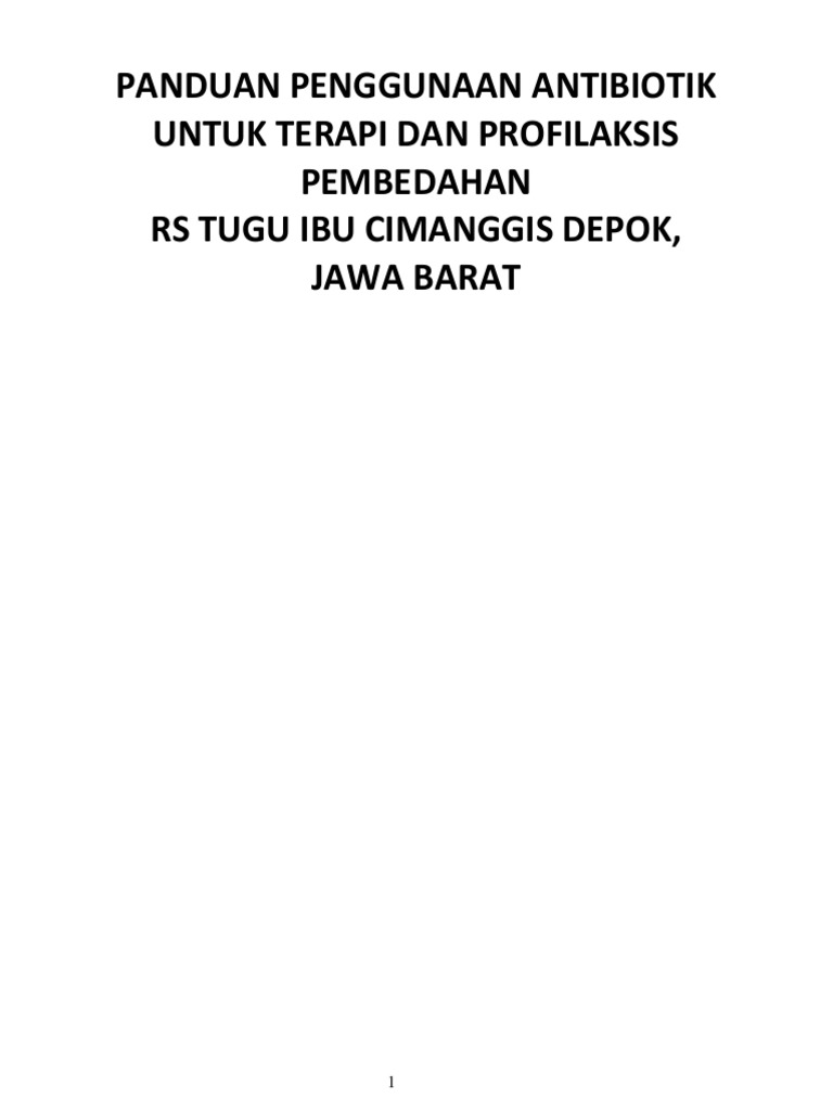 Panduan Penggunaan Antimikroba Profilaksis Dan Terapi Tahun 2019 RS ...
