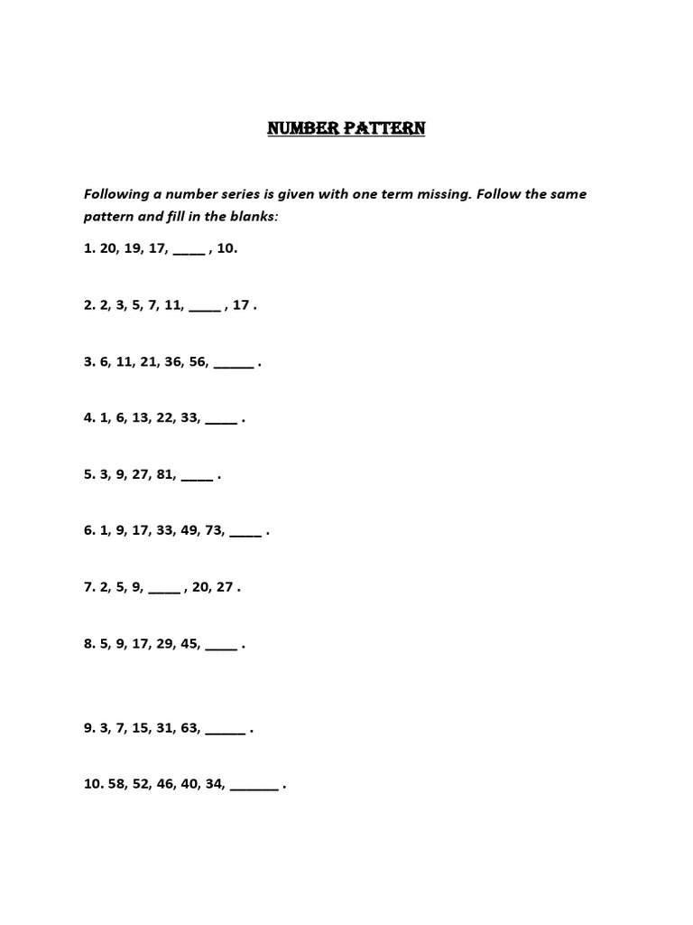 Number Pattern 1 | PDF