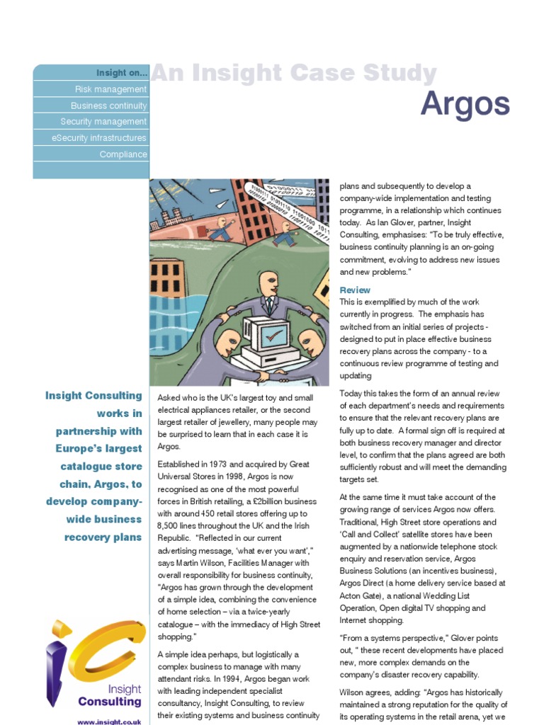 Argos (Case Study) | PDF | Business Continuity | Retail