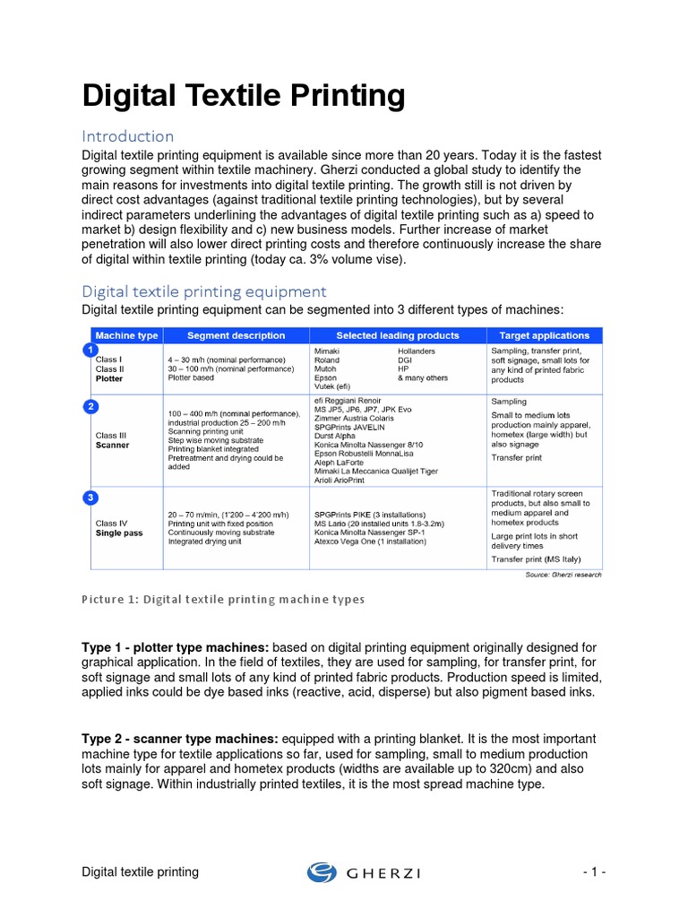 Digital Textile Printing Overview and Trends | PDF | Printer (Computing ...