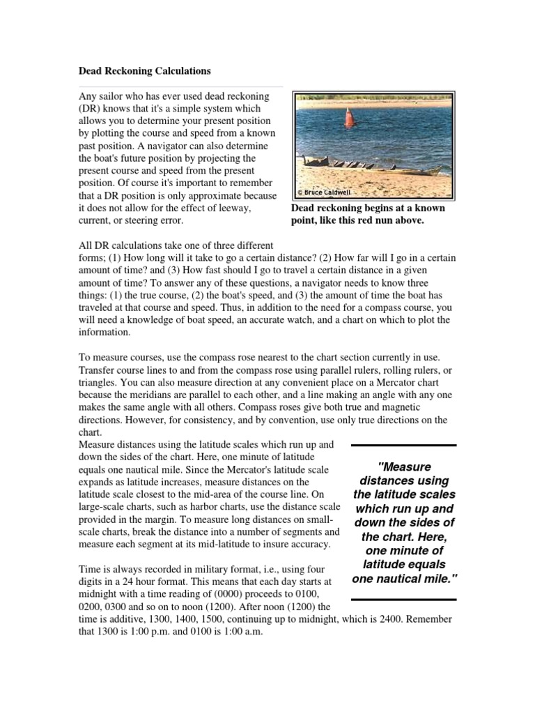 Dead Reckoning Calculations | PDF | Navigation | Latitude