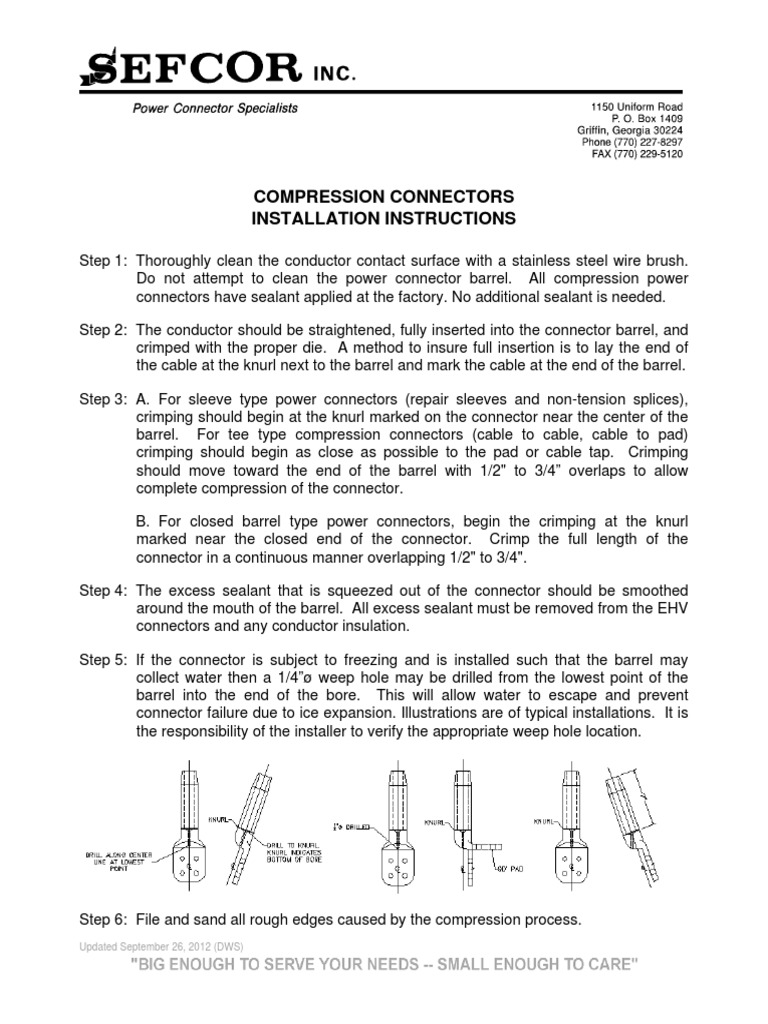 Guide General Installation Instructions For HV Connector - Sefcor ...