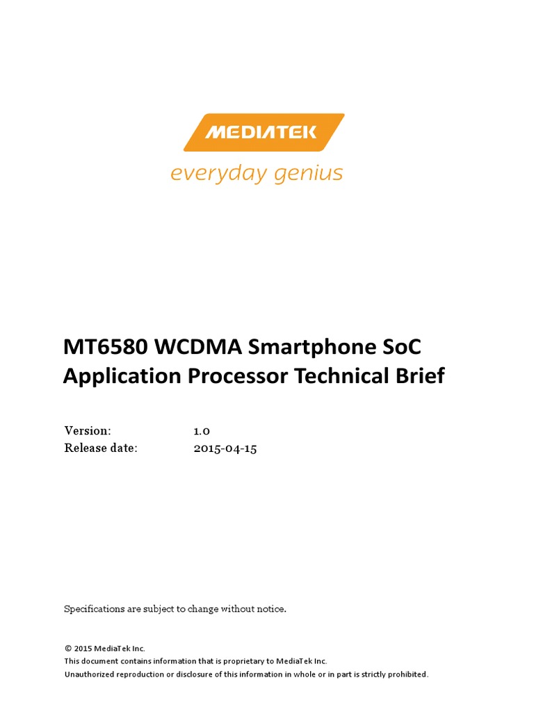 MT6580 MediaTek PDF | PDF | Bluetooth | Radio
