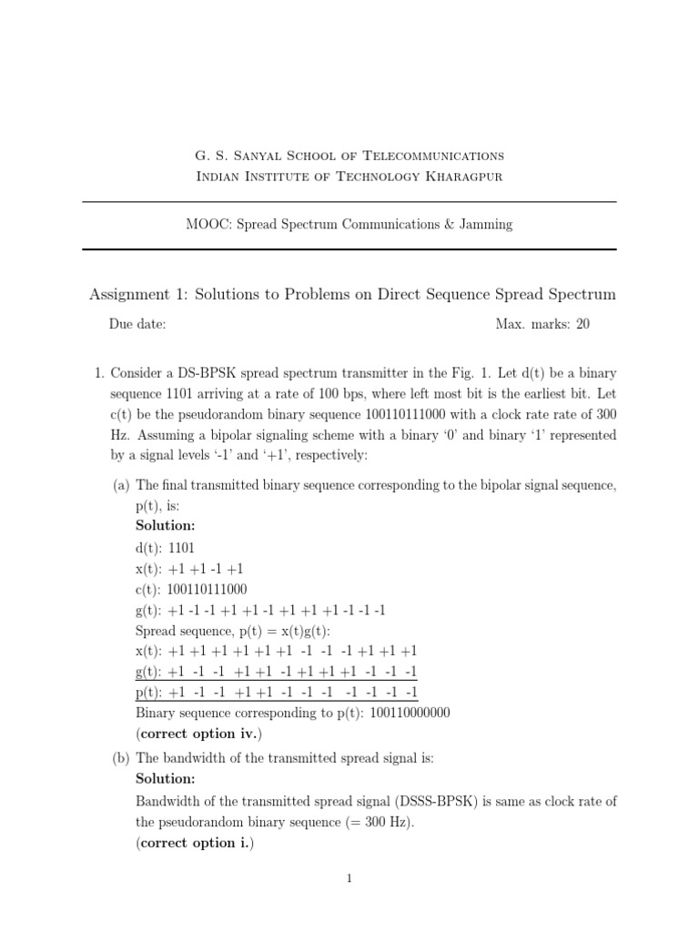 Week 1 Assignment Solution | PDF | Bandwidth (Signal Processing ... Week 1 Assignment Solution | PDF | Bandwidth (Signal Processing ...