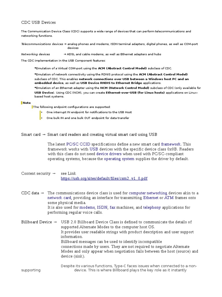USB Devices Classification | PDF | Usb | Computer Network