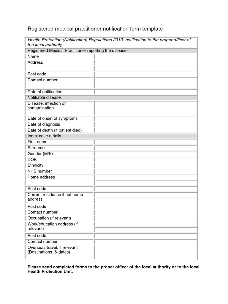 Notifiable Disease Form PDF | PDF