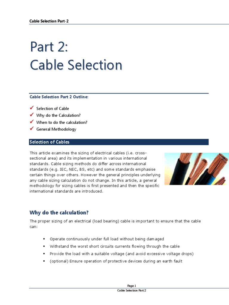Cable Selection Guide | PDF | Electrical Impedance | Alternating Current