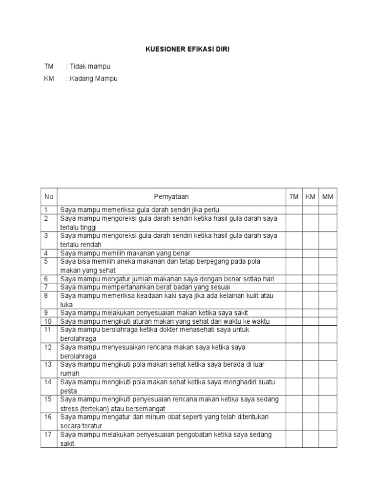 DMSES Kuesioner Efikasi Diri | PDF