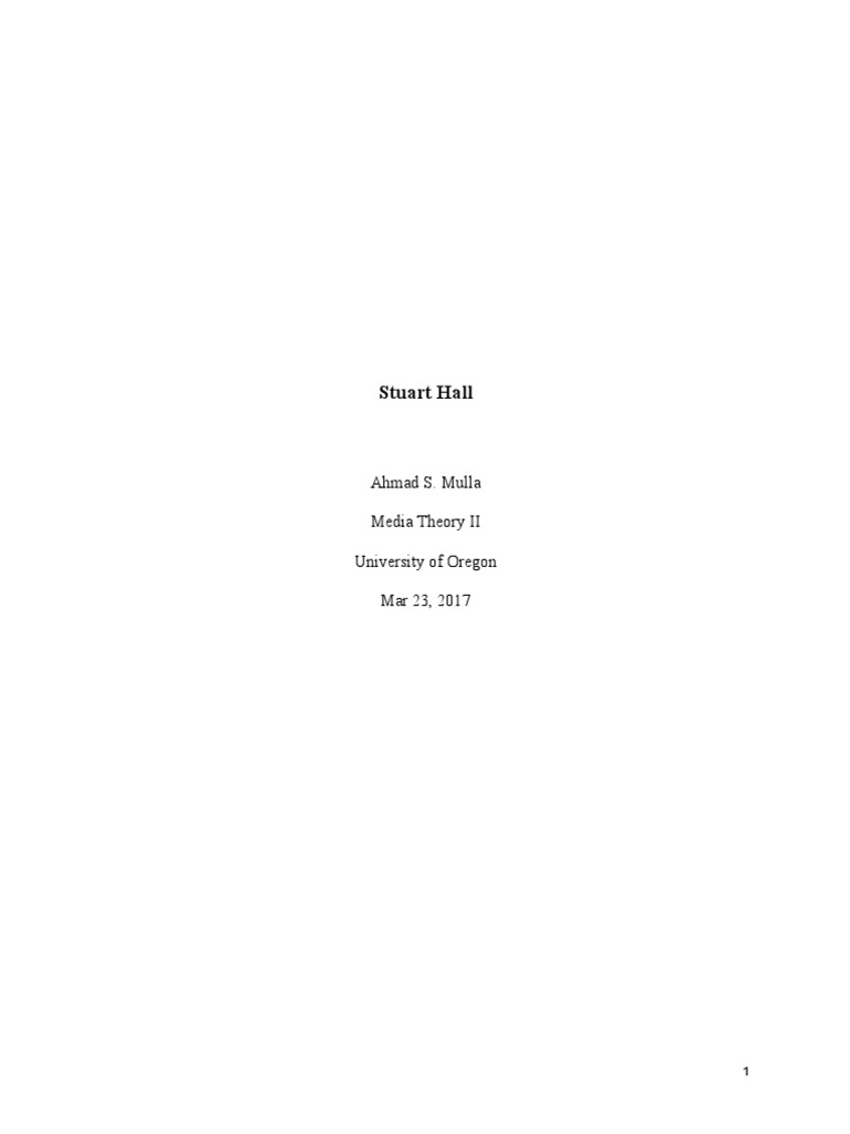 Stuart Hall: Cultural Studies Pioneer | PDF | Cultural Studies | Mass Media