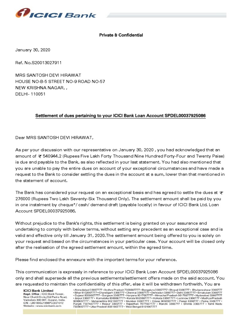 Settlement Letter | PDF | Credit Card | Payments