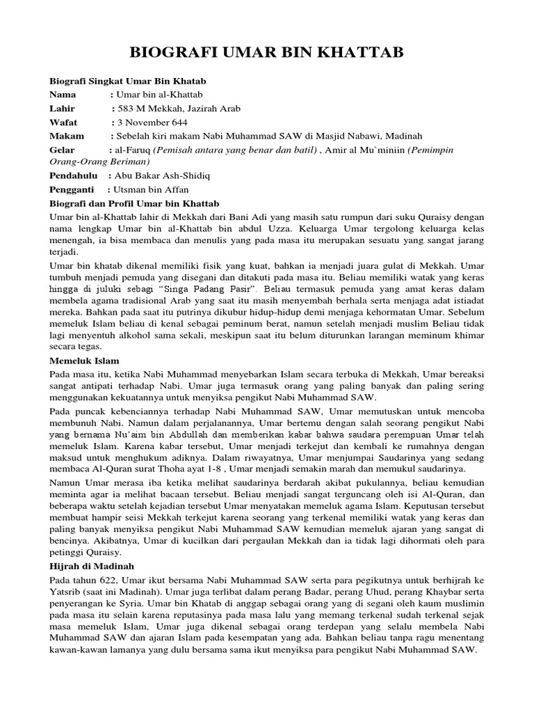 Biografi Umar Bin Khattab | PDF