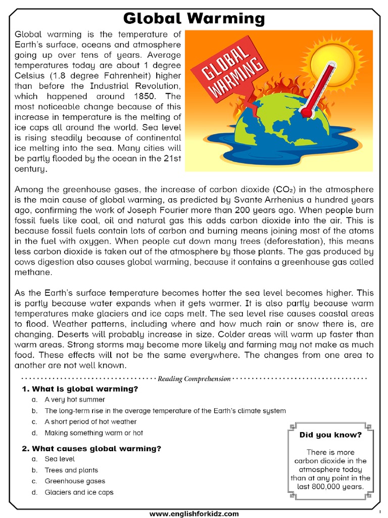 English Global Warming ESL Worksheet | PDF