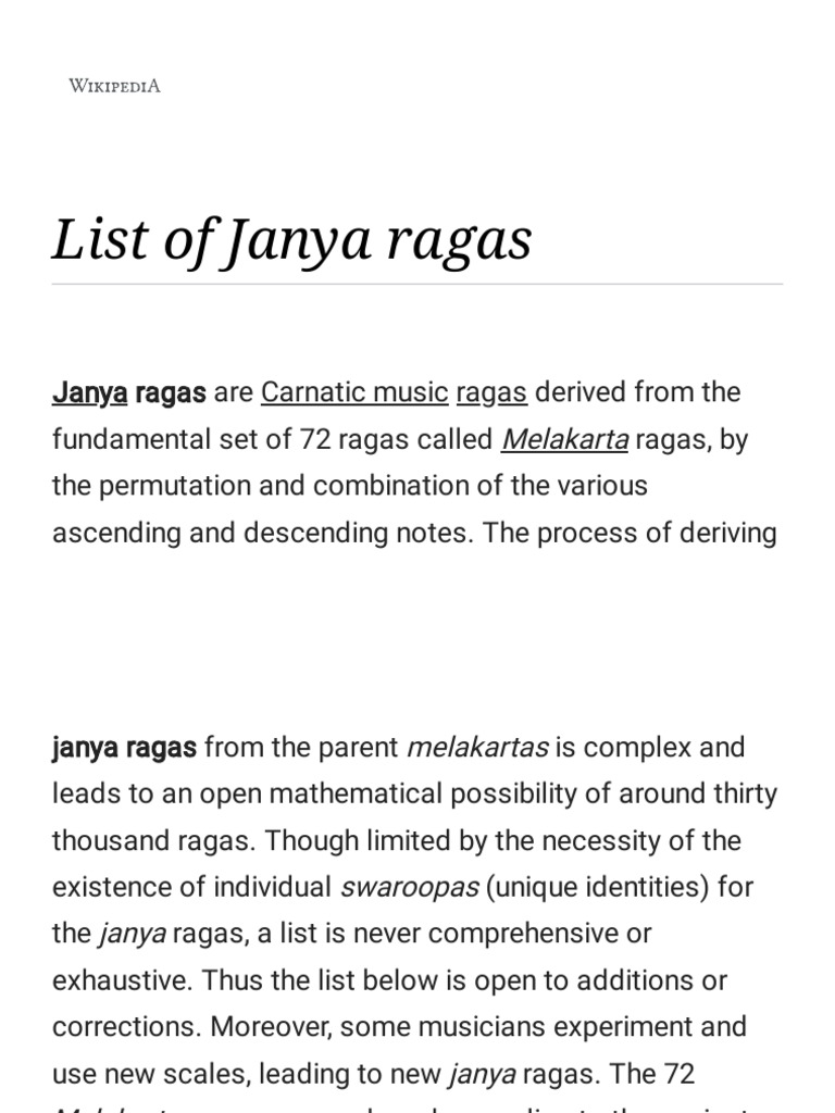 Janya Ragas PDF | PDF | Classical And Art Music Traditions | Teaching ...
