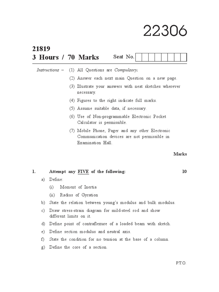 2019 Summer Question Paper (Msbte Study Resources) | Download Free PDF | Young's Modulus | Beam ...