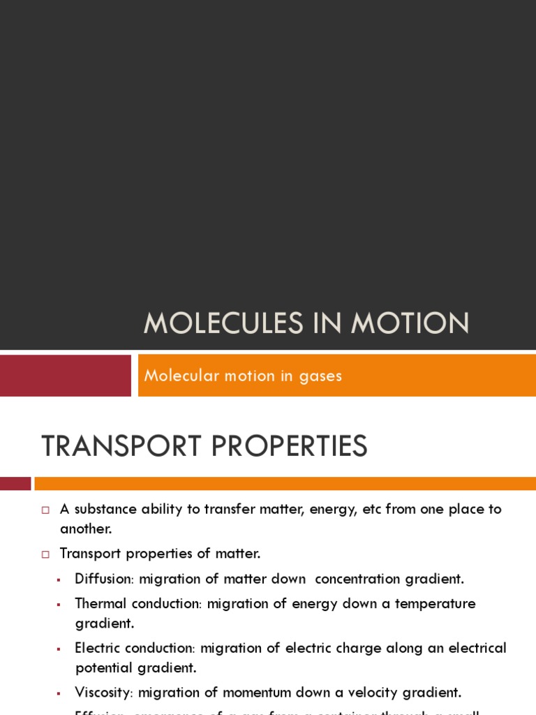 Molecular Motion in GASES | PDF | Diffusion | Gases