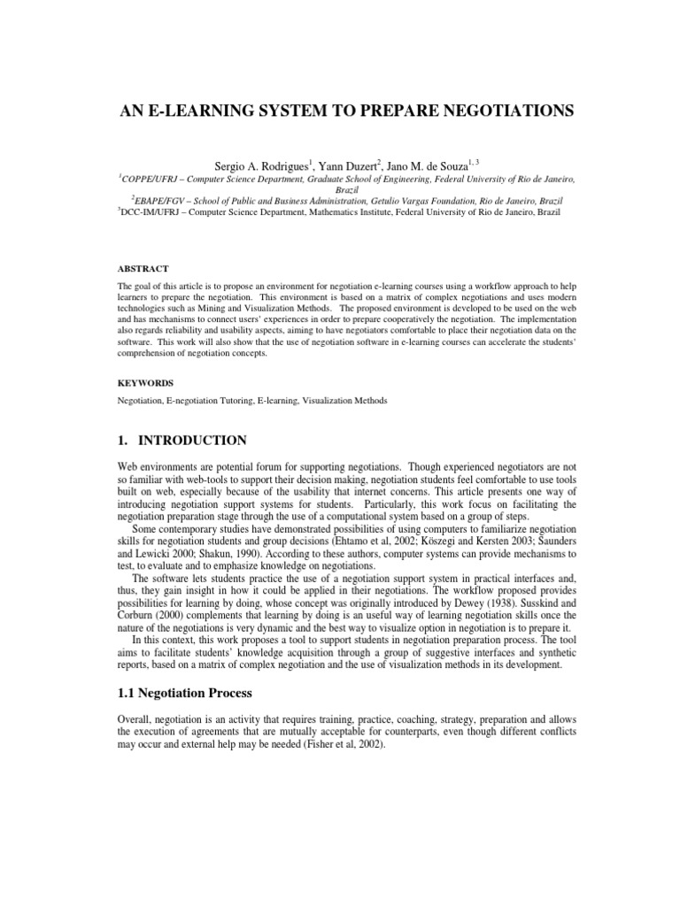 E-Learning for Negotiation Prep | PDF | Negotiation | Visualization ...