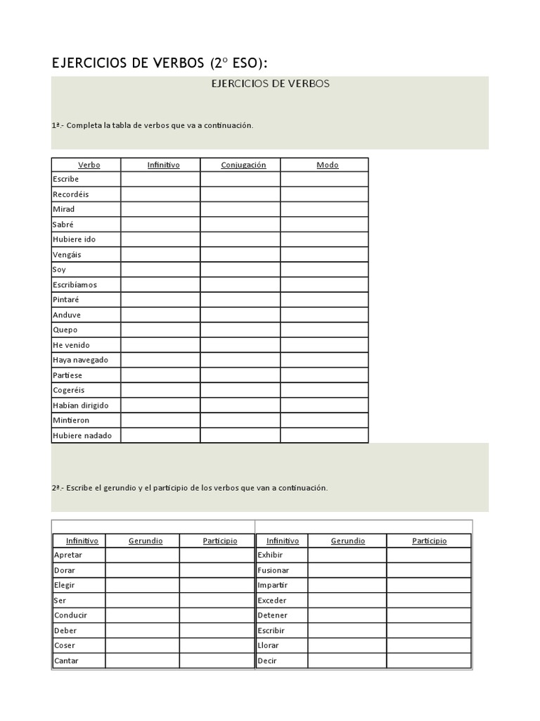 Examen Verbos | PDF | Verbo | Conjugación gramatical