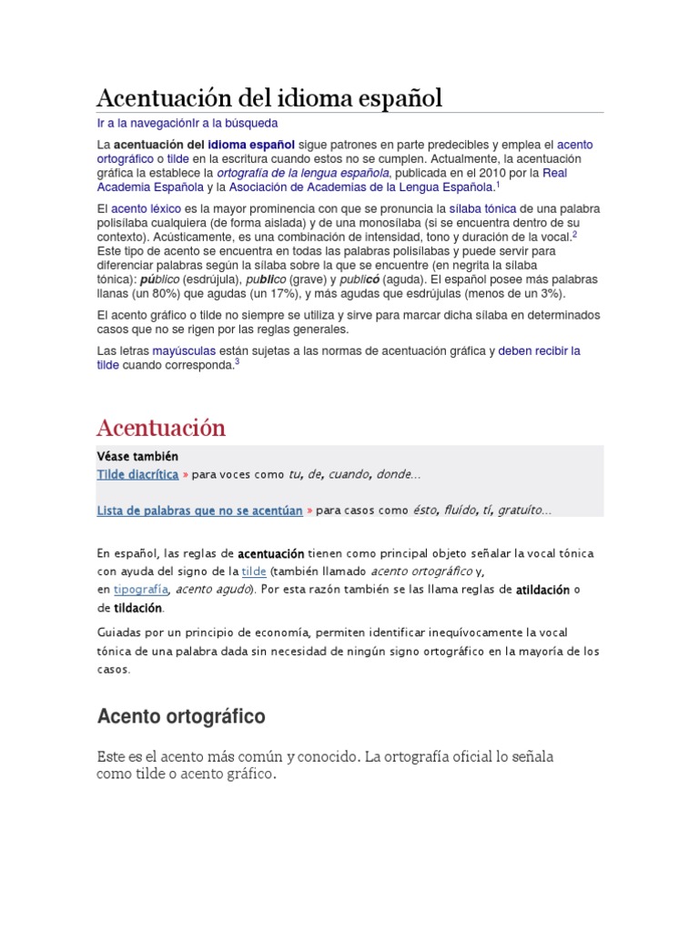 Acentuación Del Idioma Español | PDF | Gramática | Fonética
