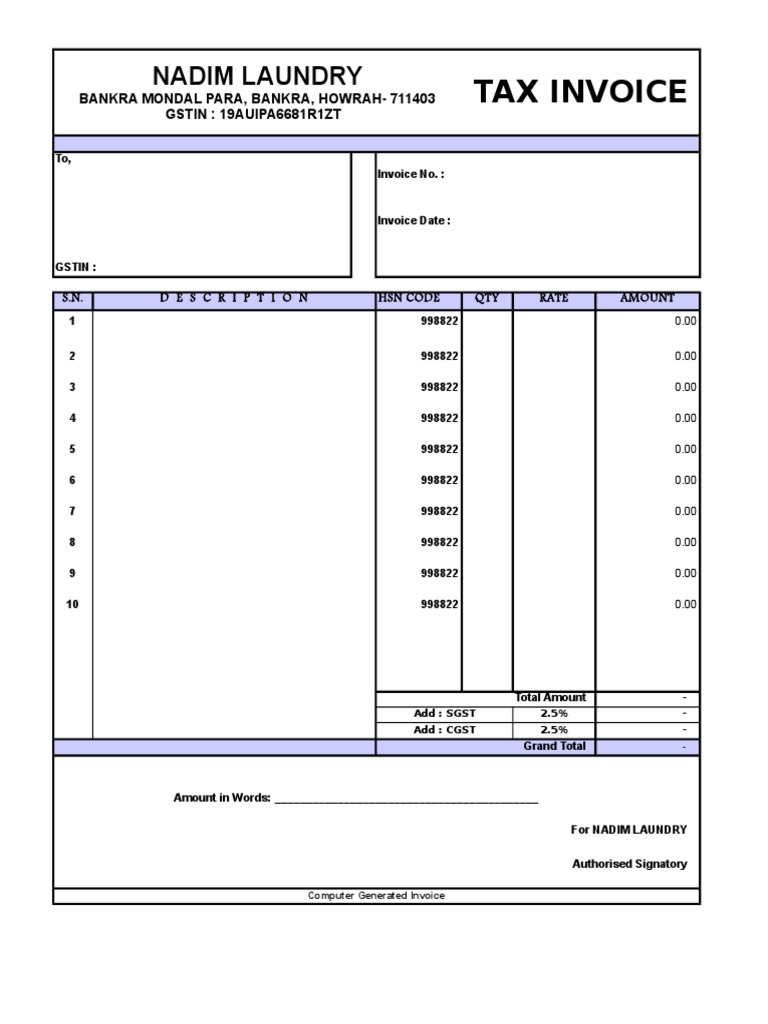 GST Invoice Format No. 21 | PDF