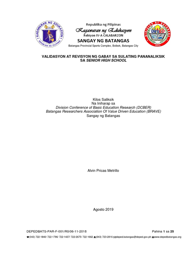 Validasyon at Revisyon NG Gabay Sa Sulat | PDF