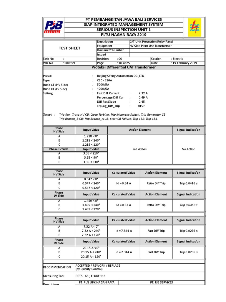 Sifang Automation Relay Test Report | PDF | Transformer | Automation