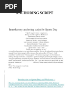 Anchoring Script For Sports Day Prize Distribution Ceremony | PDF