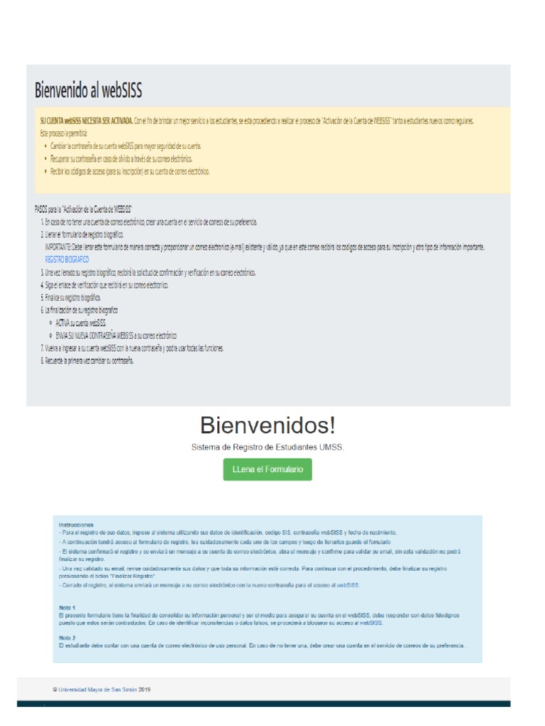 Pasos para Habilitar Cuenta Websis | PDF