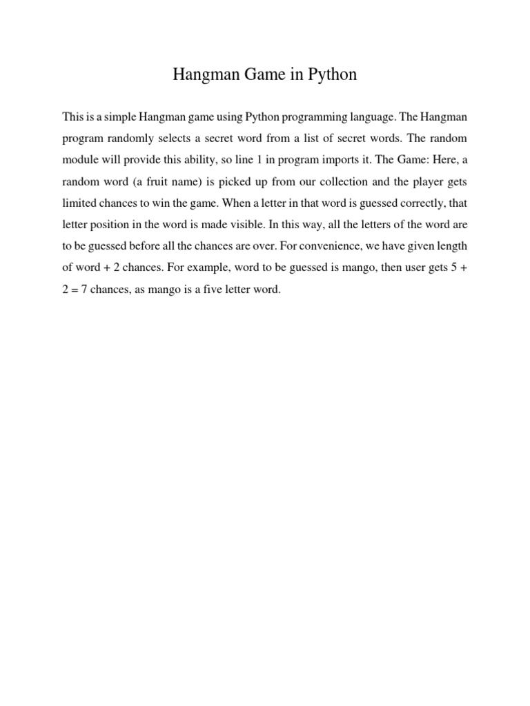 Python Hangman Game Tutorial | PDF