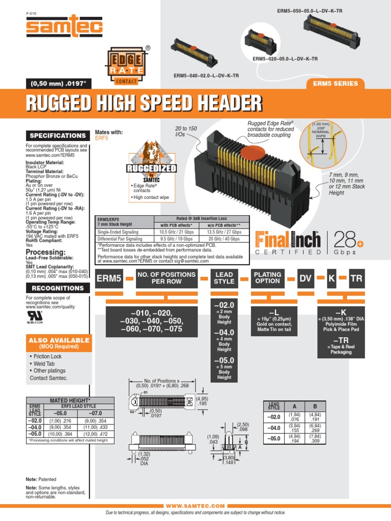 Samtec Connector - Male | PDF | Printed Circuit Board | Electrical ...