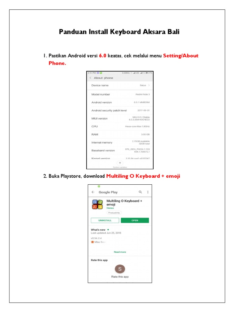Panduan Instalasi Keyboard Aksara Bali | PDF